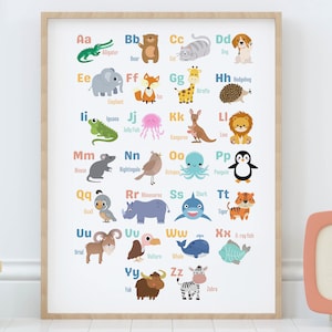 Woodland Animal Alphabet Poster, ABC Printable, Nursery Wall Art ...