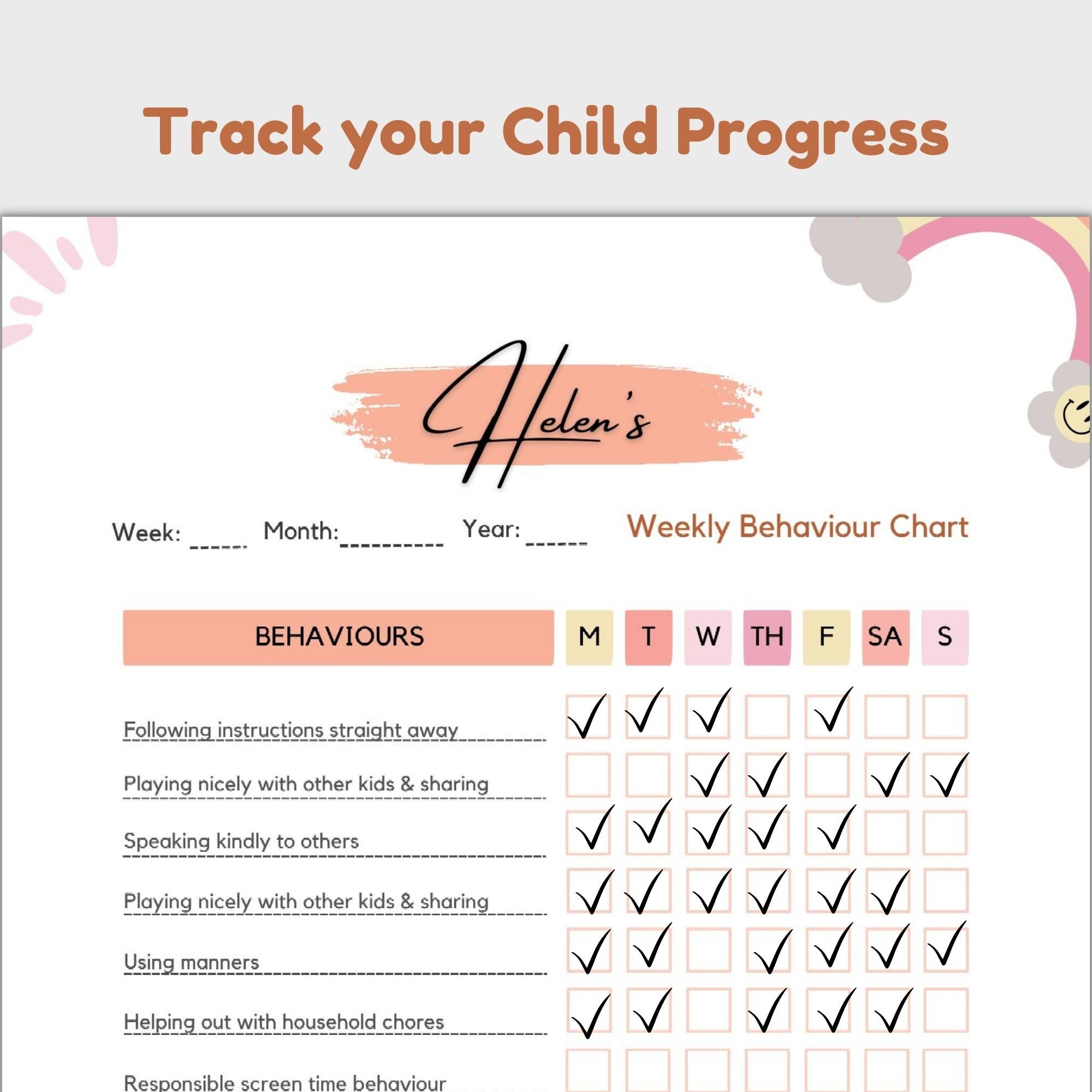 Printable Behavior Chart for Kids - Editable Canva Template - Reward ...