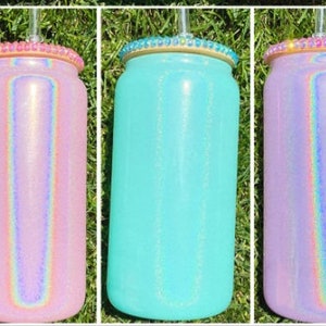Ready to Ship/16 Oz/ Shimmer Libbey Glass/bedazzled Lids/cute Lids/ 16 ...
