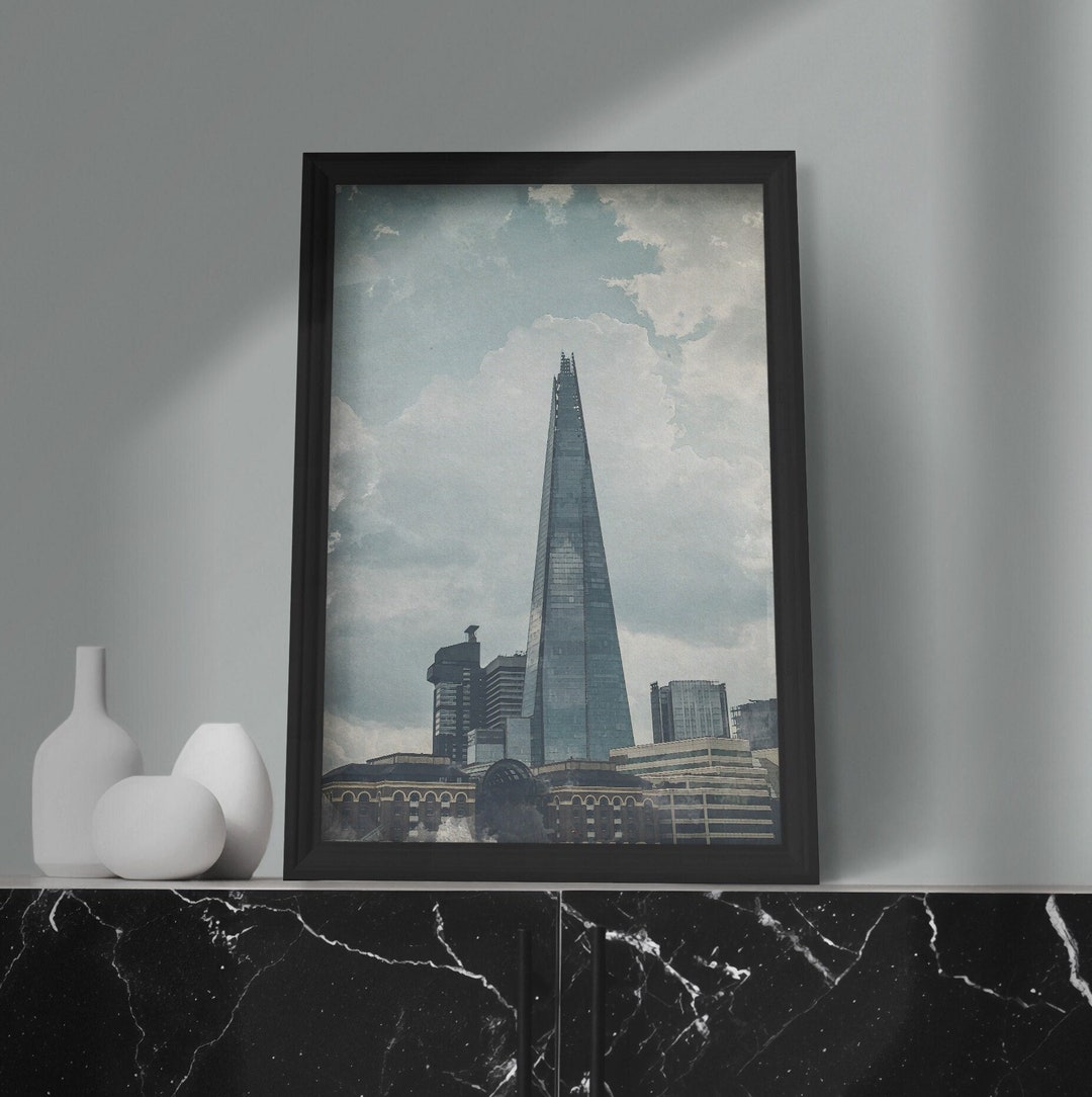 London Shard Watercolor, Cityscape Art, Mixed Media Travel Poster ...