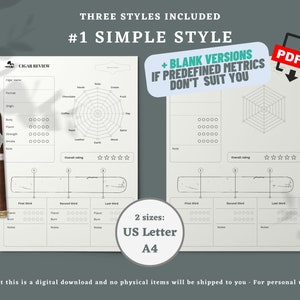 Cigar Tasting Review Journal Megapack, Print It or Use Digtally on Your ...