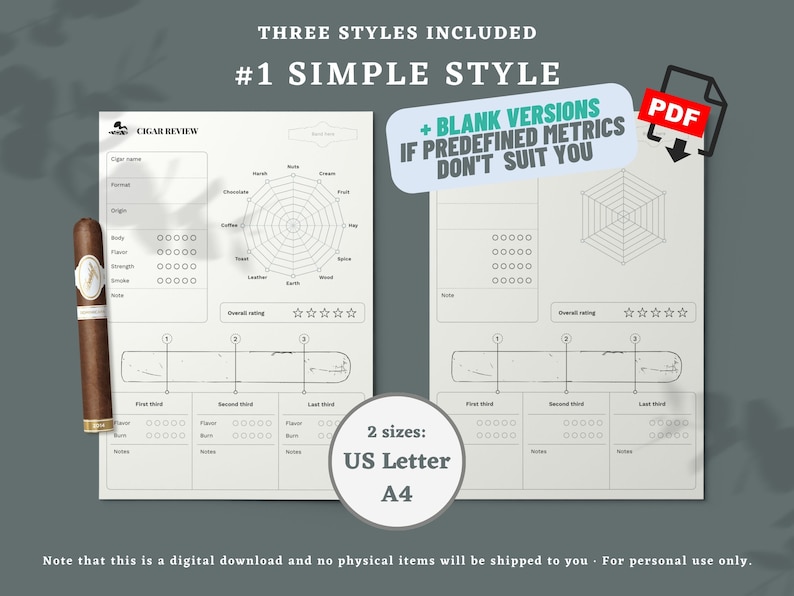 Cigar Tasting Review Journal Megapack, Print It or Use Digtally on Your ...