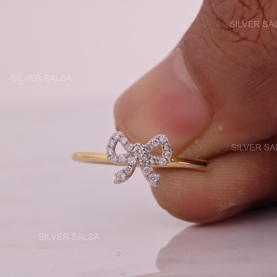 Gold Bow Ring Personalized Bridesmaid Gifts Ring Tie Ring Purity ...