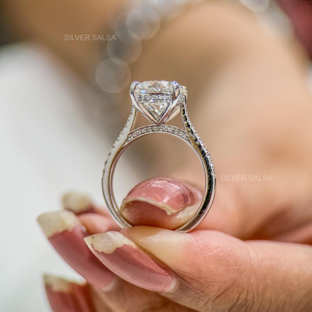 3.13CT Round Lab Grown Diamond Engagement Ring Round Lab Created ...