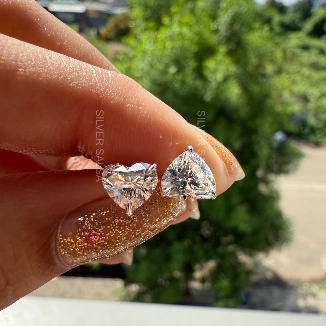 4 TCW Heart Diamond Earring Heart Shaped Earring IGI CERTIFIED E Color ...