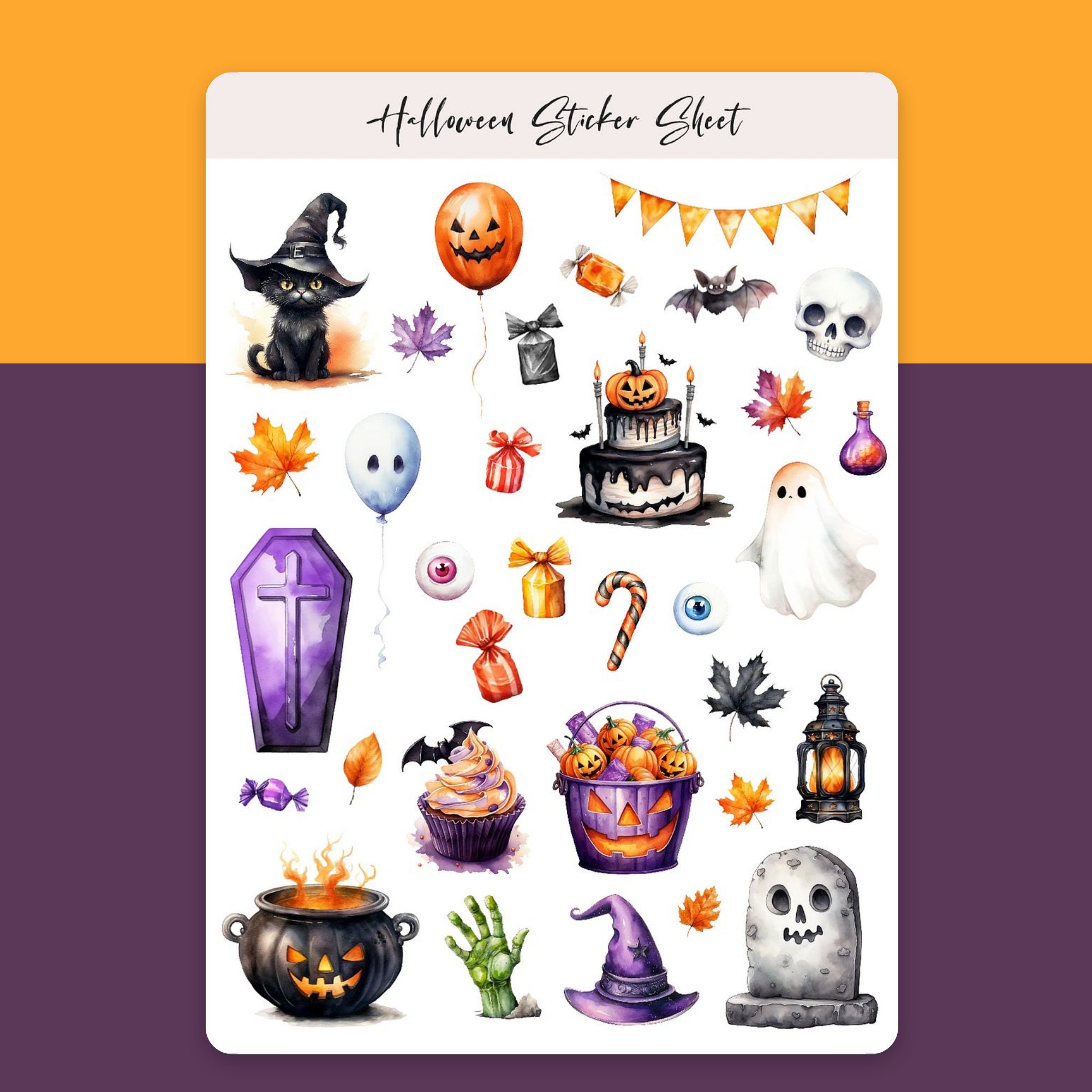 Halloween Sticker Sheets Printable Digital Pdf A5 A4 Sizes - Etsy