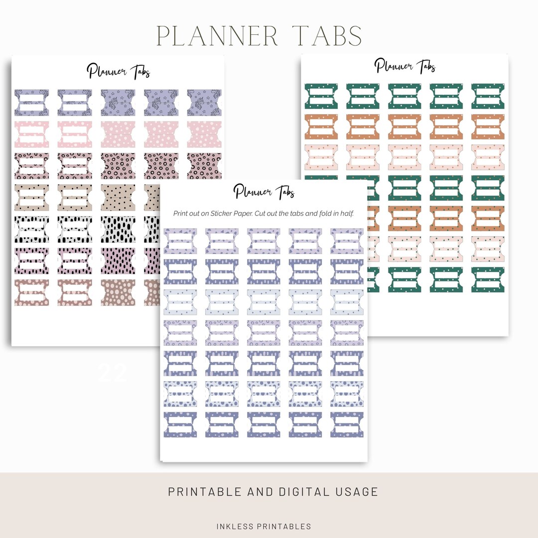 Digital Planner Tabs, Printable Planner Stickers, Bullet Journal ...
