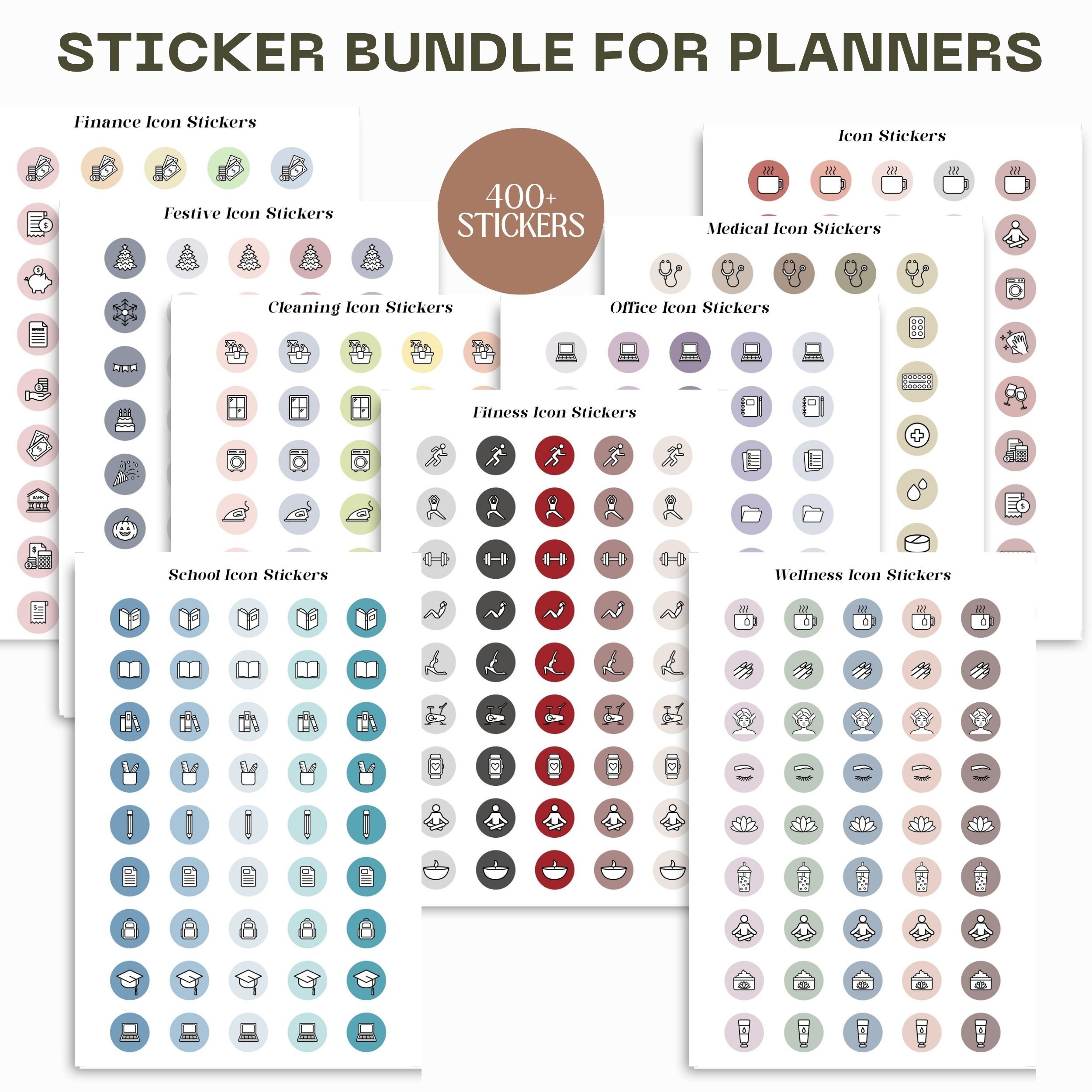 400+ Icon Digital Stickers for Planners, Minimal Planner Icon Stickers ...