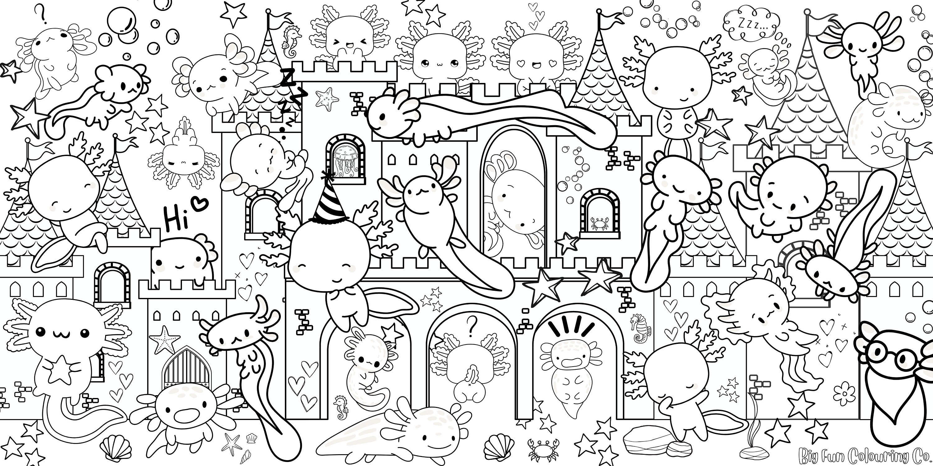 A Lot'l Axolotls (48" X 24") Colouring Poster. - Etsy