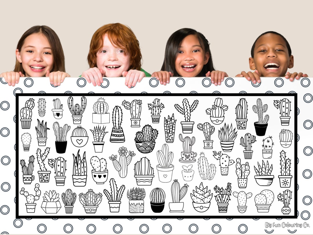 Colourful Cacti Colouring Poster (48"x24") - Etsy