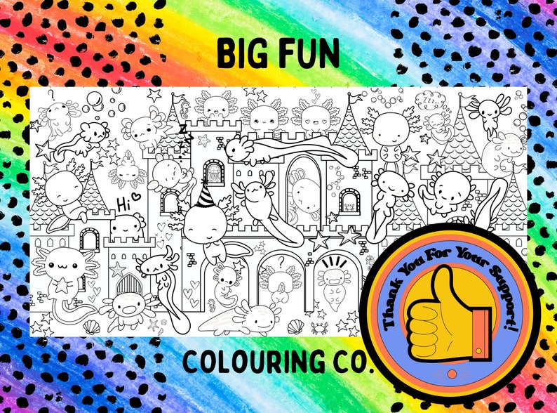 A Lot'l Axolotls (48" X 24") Colouring Poster. - Etsy