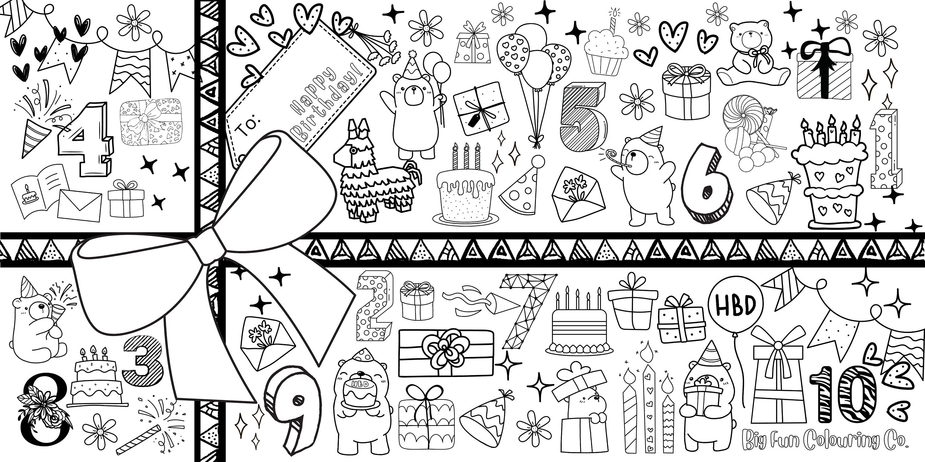 Happy Birthday Coloring Poster (48"x24") - Etsy