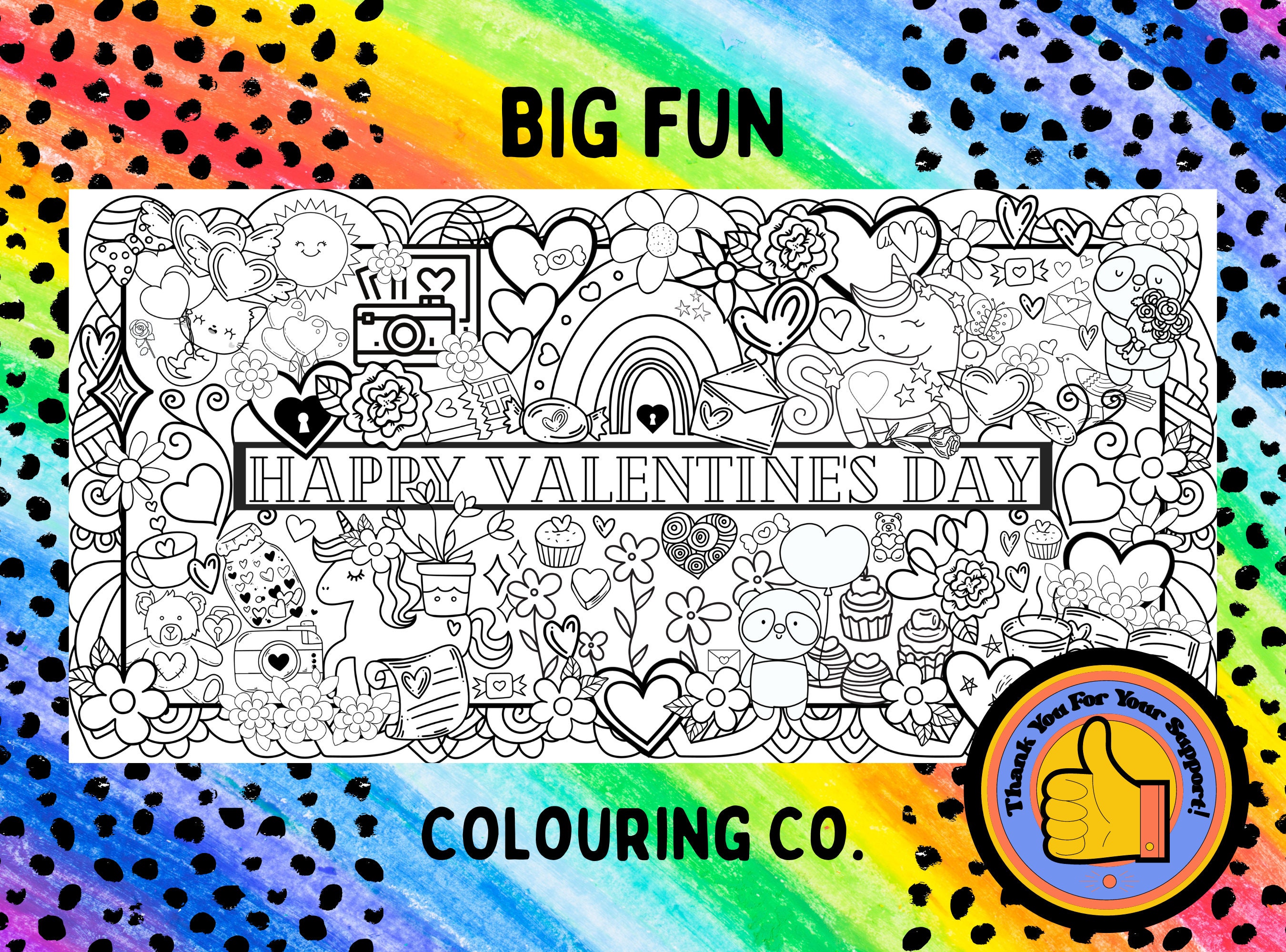 Póster para colorear de Feliz día de San Valentín (48 x 24 pulgadas ...