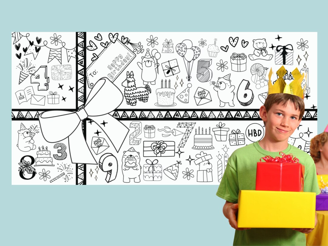 Happy Birthday Coloring Poster (48"x24") - Etsy