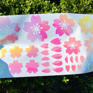 Sakura Vinyl Decal Cherry Blossom Decal Spring Flower Sticker Permanent Holographic Vinyl Car ...