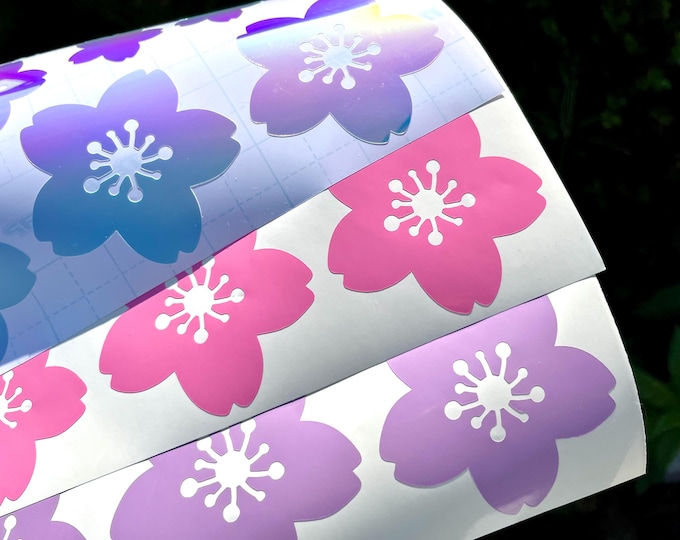 Sakura Vinyl Decal Cherry Blossom Decal Permanent Holographic Sticker ...