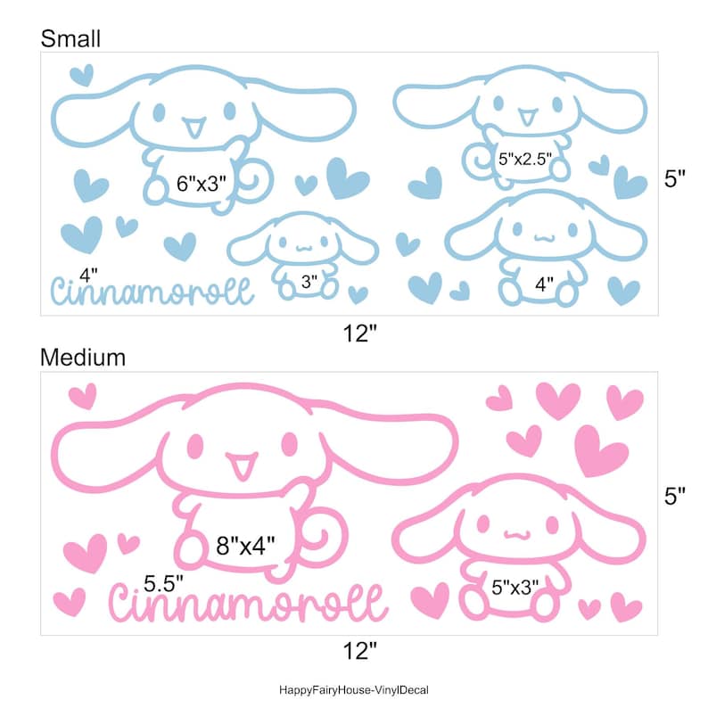 Cinnamoroll Decal Set, Kawaii Die Cut Vinyl for Laptop, Car - Etsy