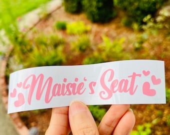 Custom Girlfriend Car Seat Vinyl Decal Personalised Car Accessory Pink ...