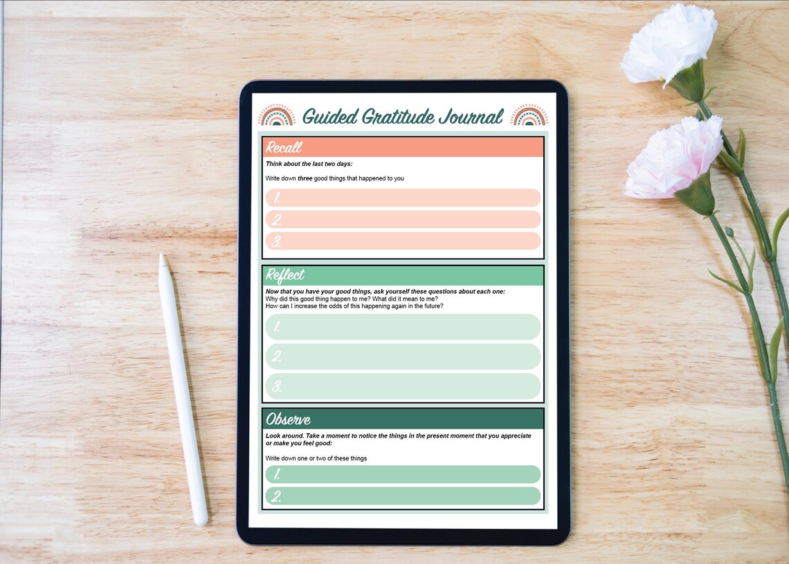 Modern Gratitude Diary Printable - Self Care Planner Sheets - Etsy