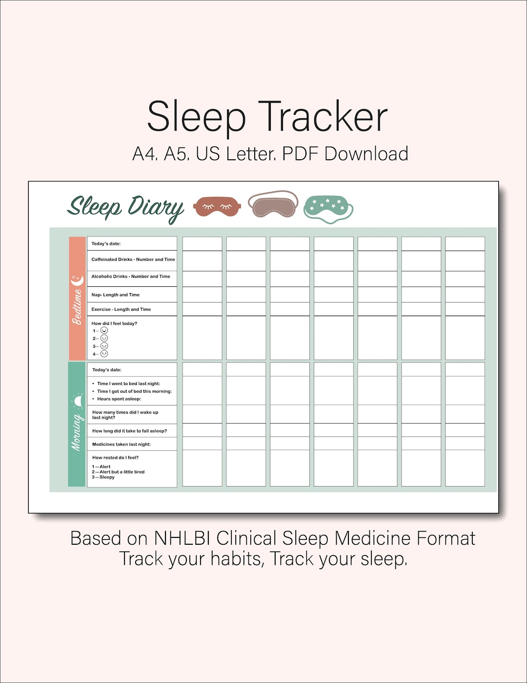 Sleep Tracker Weekly Insert - Instant Download Wellness Journal PDF - Etsy