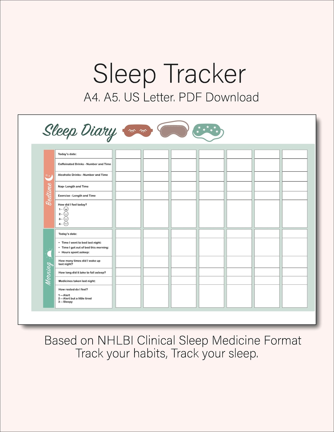Sleep Tracker Weekly Insert - Instant Download Wellness Journal PDF - Etsy
