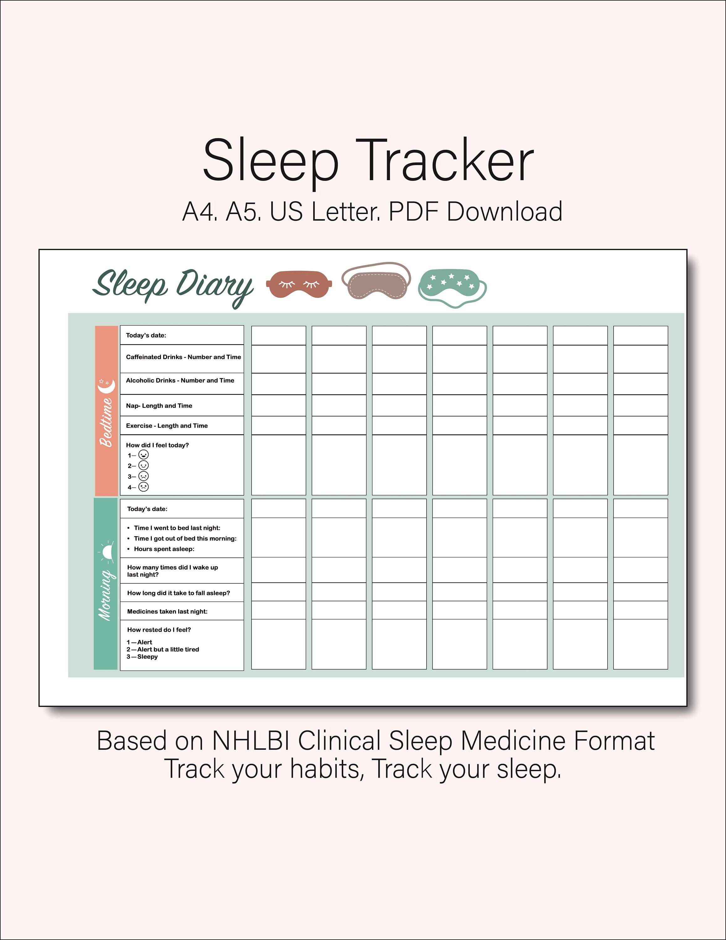 Sleep Tracker Weekly Insert - Instant Download Wellness Journal PDF - Etsy