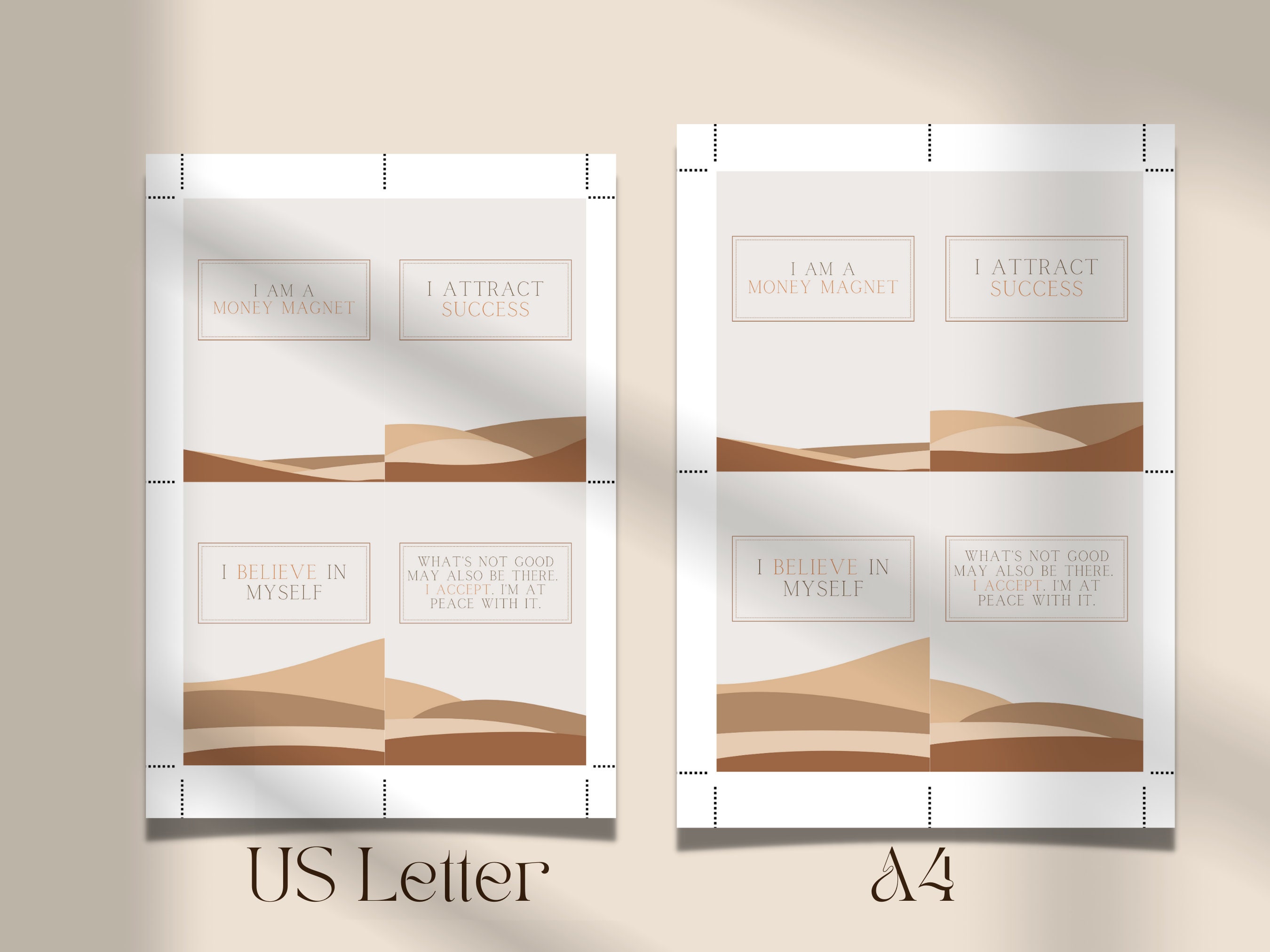 Digital Download: 25 Beige Affirmation Cards Positive Quotes, Printable ...