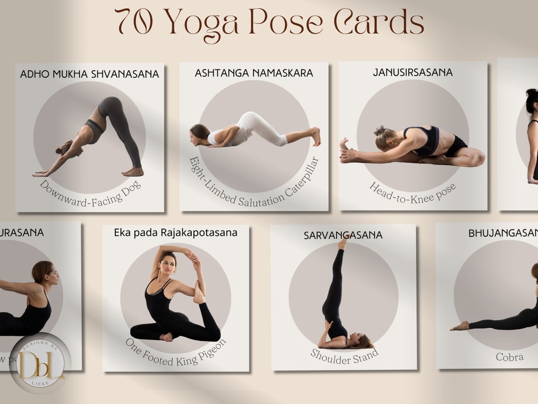Yoga Pose Cards: 70 Cards With English and Sanskrit Names - Printable ...
