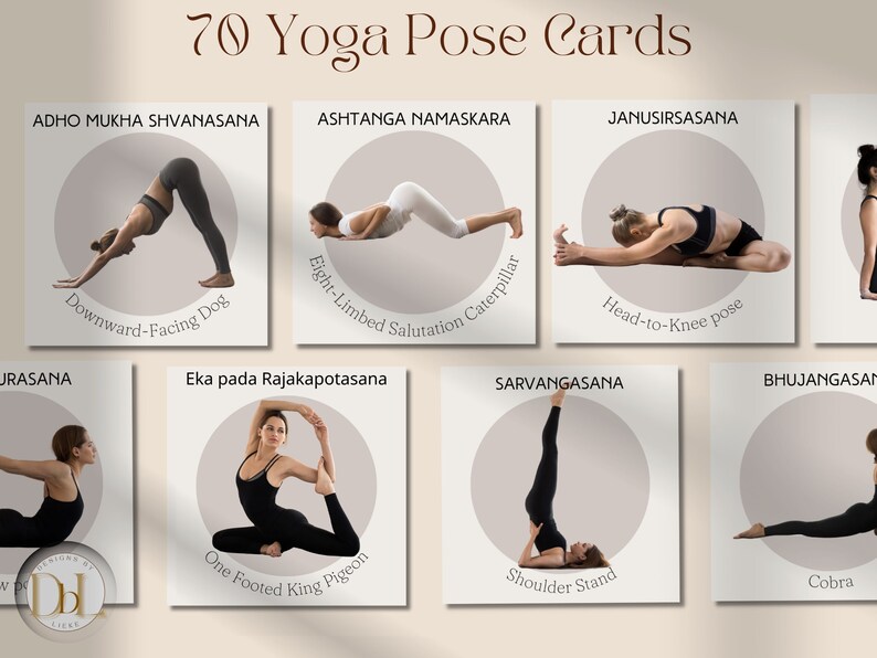 Yoga Pose Cards: 70 Cards With English and Sanskrit Names - Printable ...
