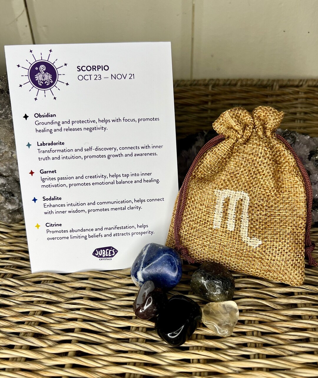 Scorpio Crystal Kit, Tumbled Stones Astrology Set, Scorpio Crystal Gift ...