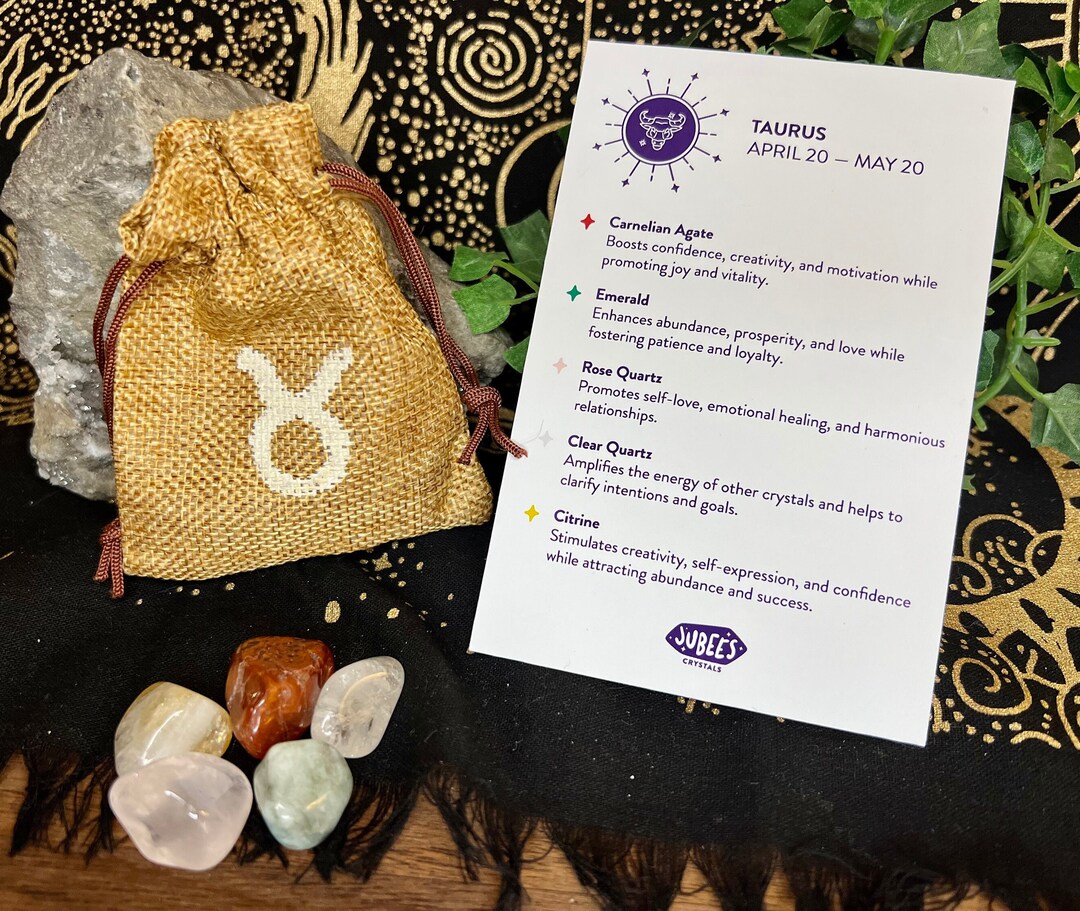 Taurus Crystal Kit - Tumbled Stones Astrology Set - Taurus Crystal Gift ...