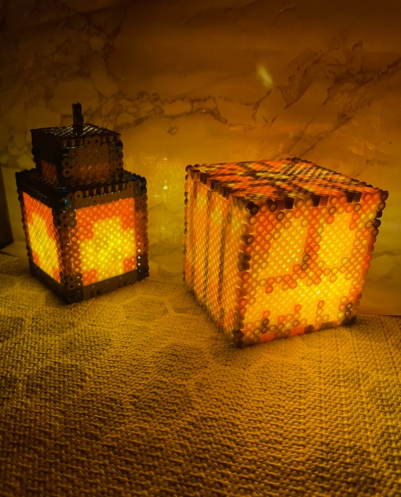 Minecraft 3D Perler Bead Lanterns - Etsy
