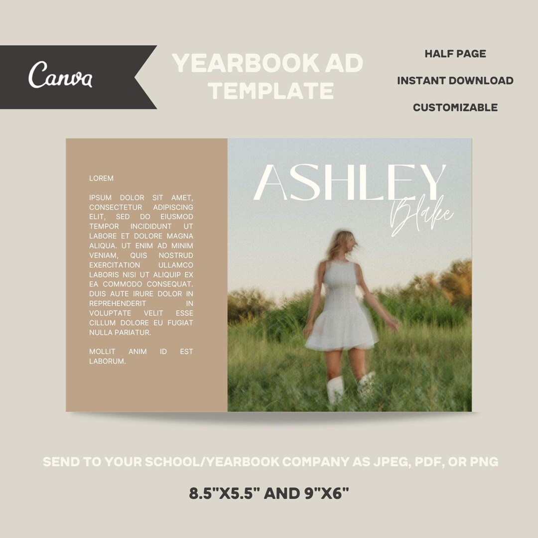 Yearbook Ad CANVA Template, Senior/high School Graduation, School ...
