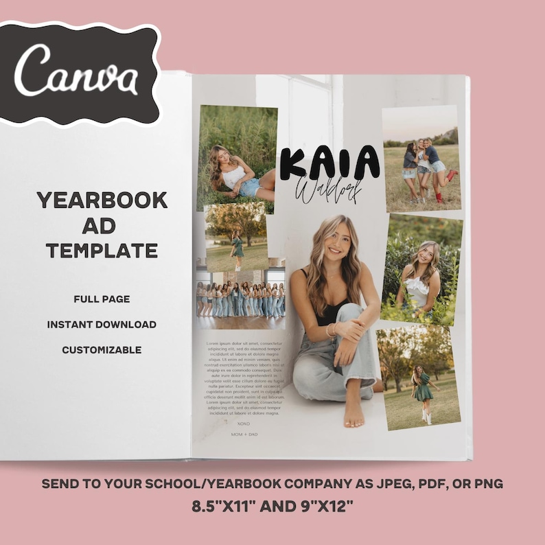 Senior Yearbook Ad Template: Photo Collage, Full Page (CANVA) - Etsy