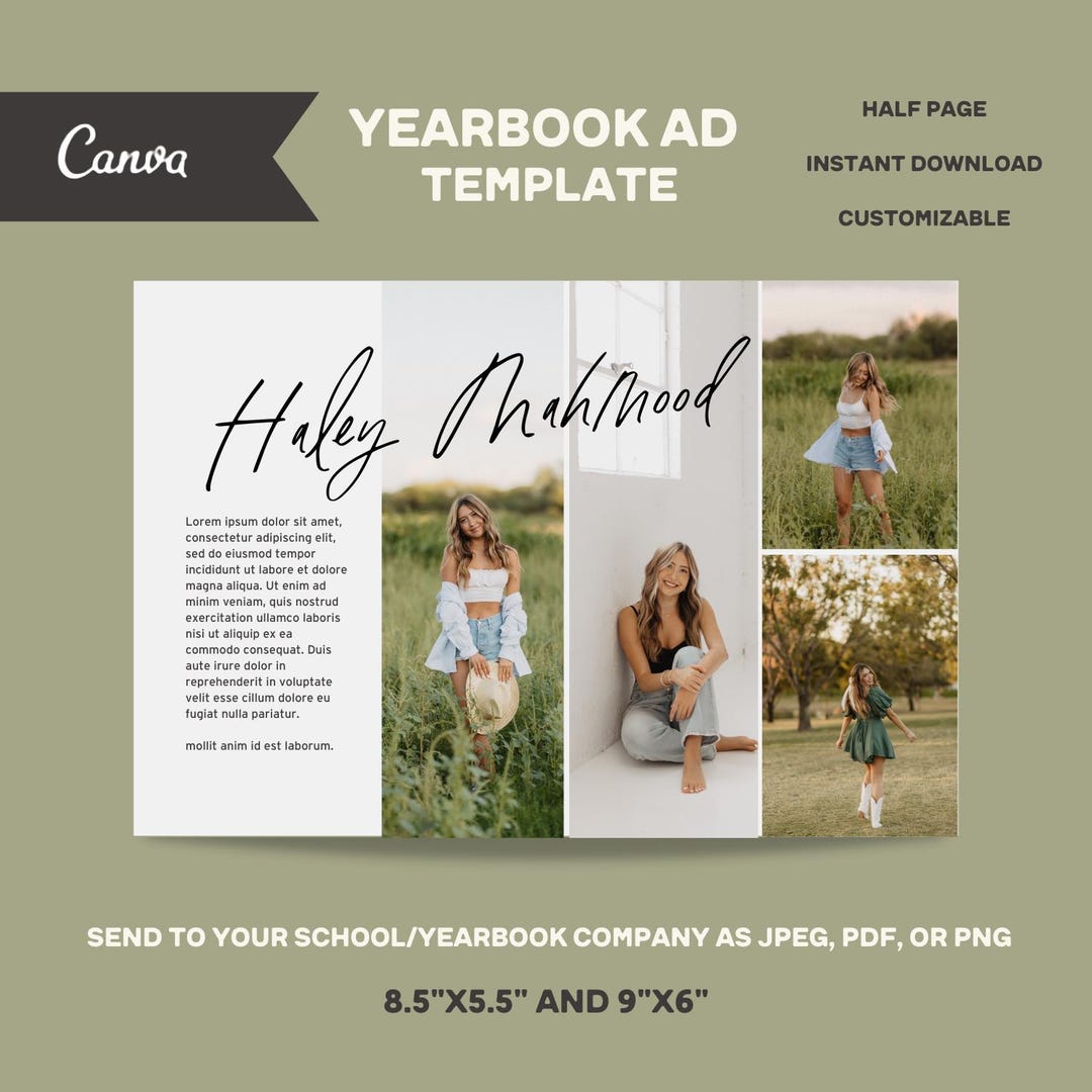 Yearbook Ad CANVA Template, Senior/high School Graduation, School ...