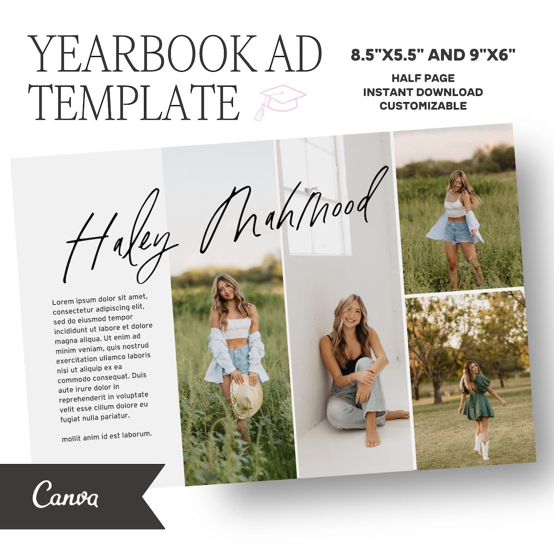 Senior Yearbook Ad CANVA Template: Half Page Tribute (digital Download ...