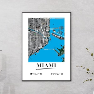 Miami City Map,city Map Printable,wall Art,digital Download,city Map ...