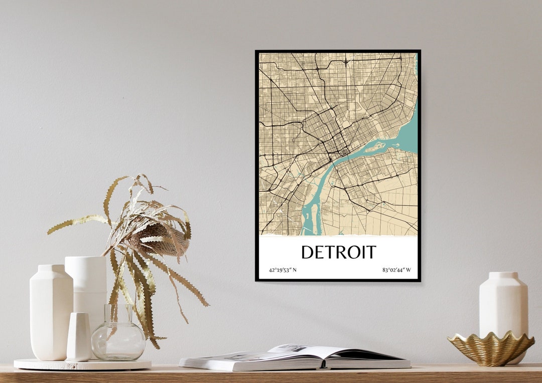 Detroit City Map,city Map Printable,wall Art,digital Download,city Map ...