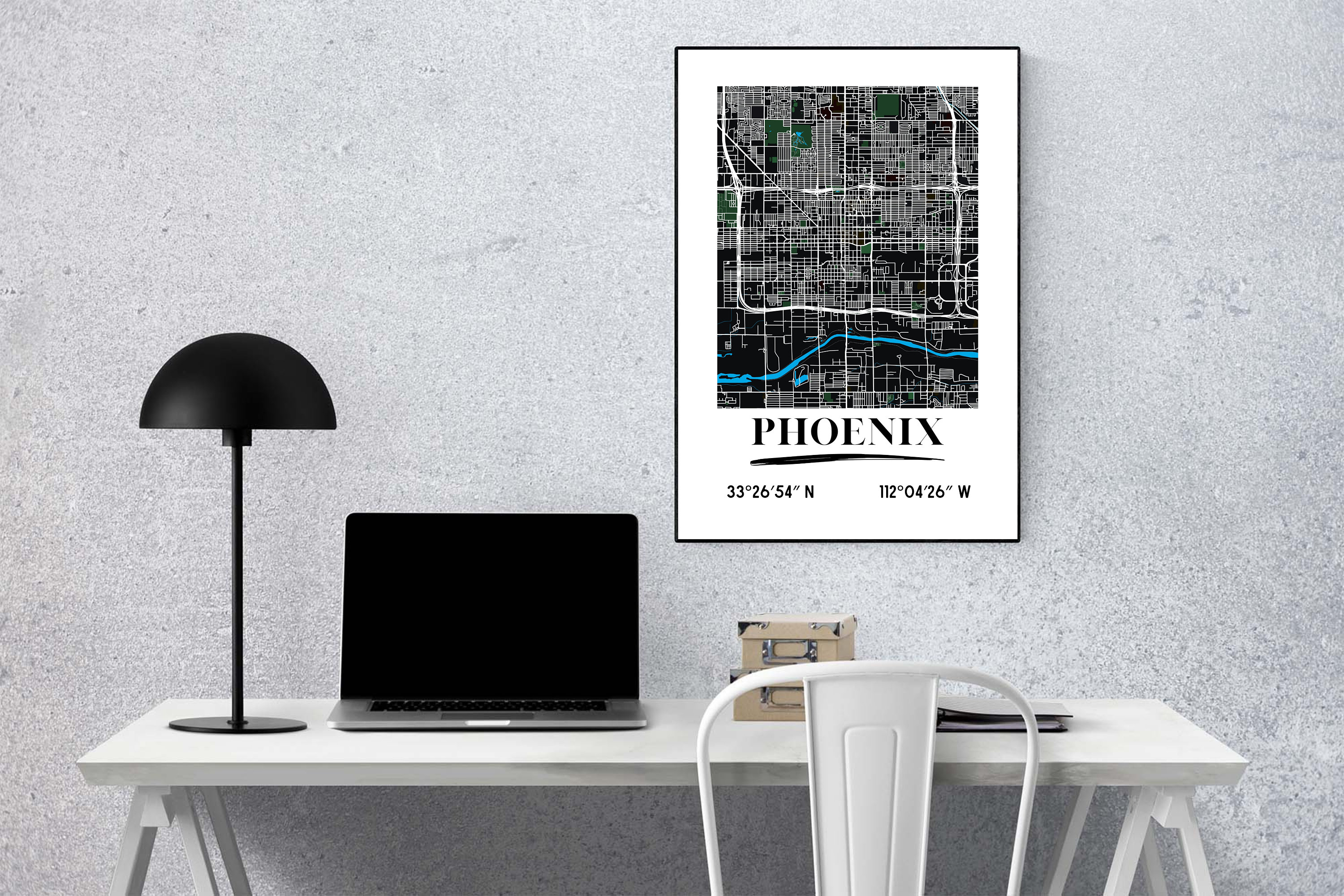 Mapa de la ciudad de Phoenix, mapa de la ciudad imprimible, arte de ...
