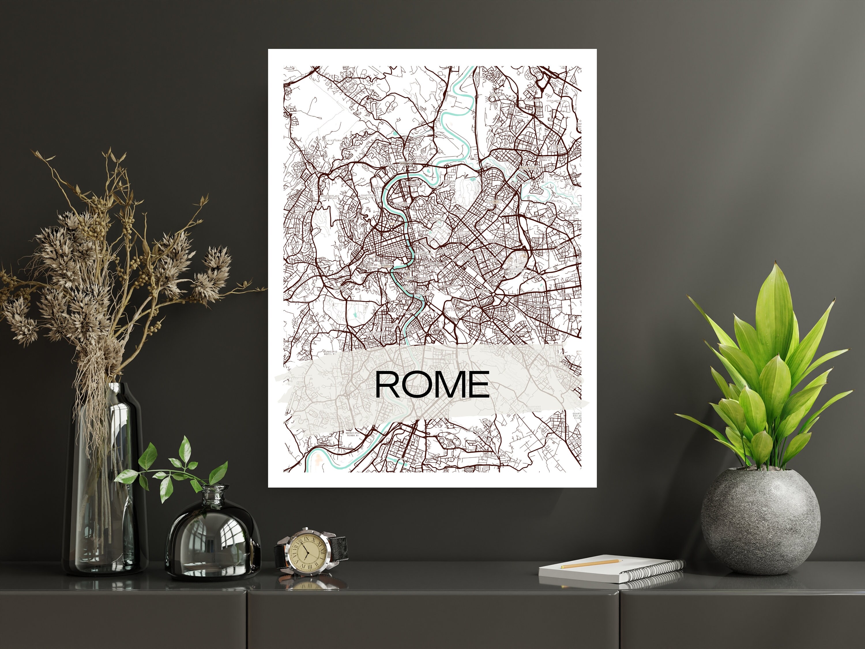 Rome City Map,city Map Printable,wall Art,digital Download,city Map ...