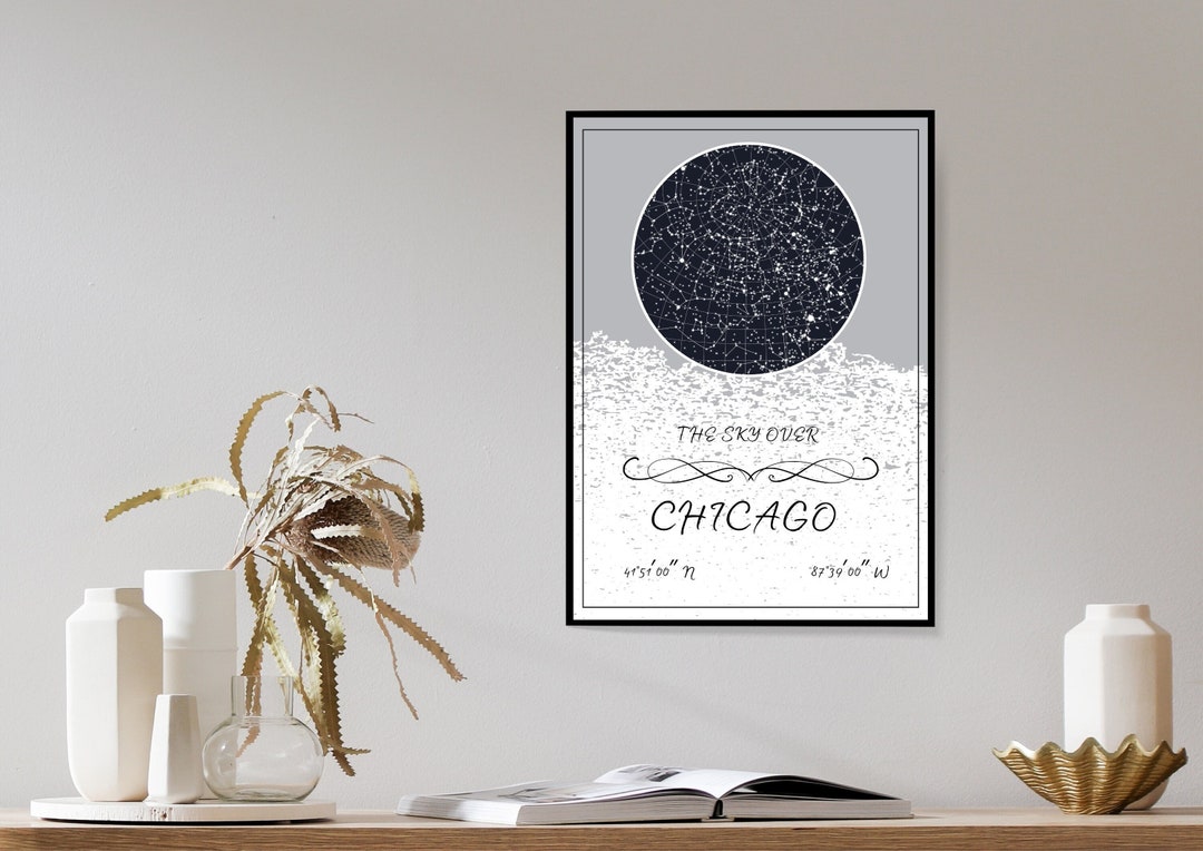 Chicago Star Map,star Map Printable,wall Art,digital Download ...