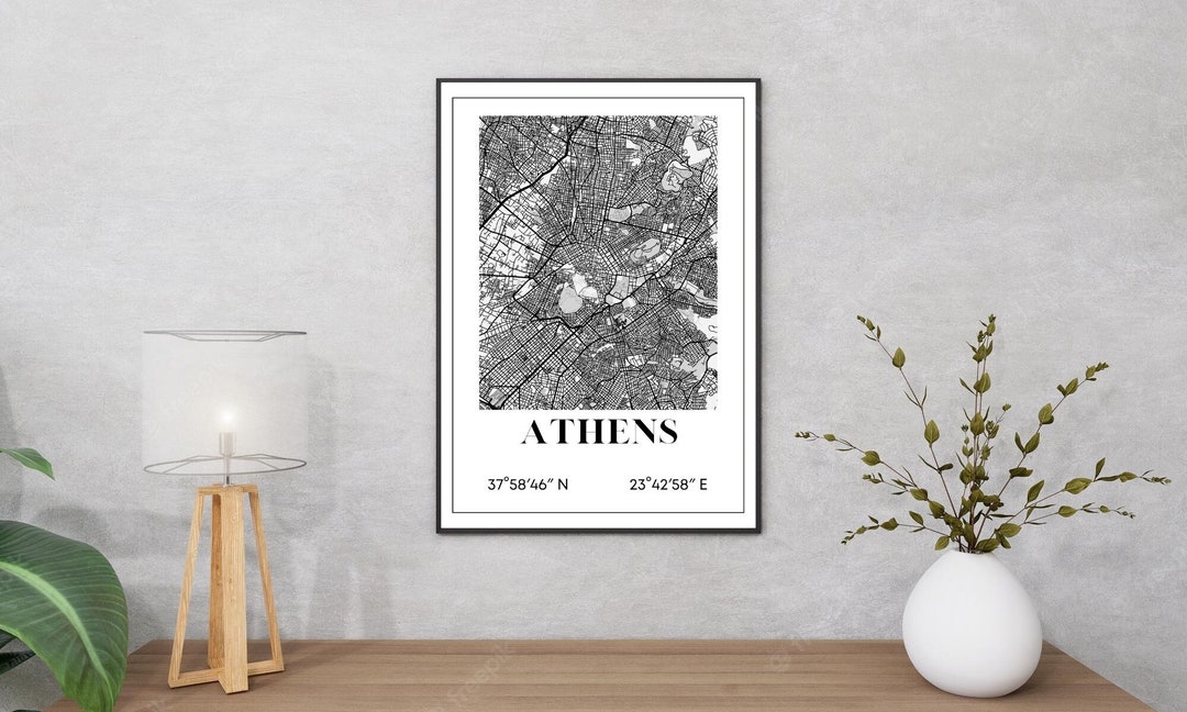 Athens City Map,city Map Printable,wall Art,digital Download,city Map ...