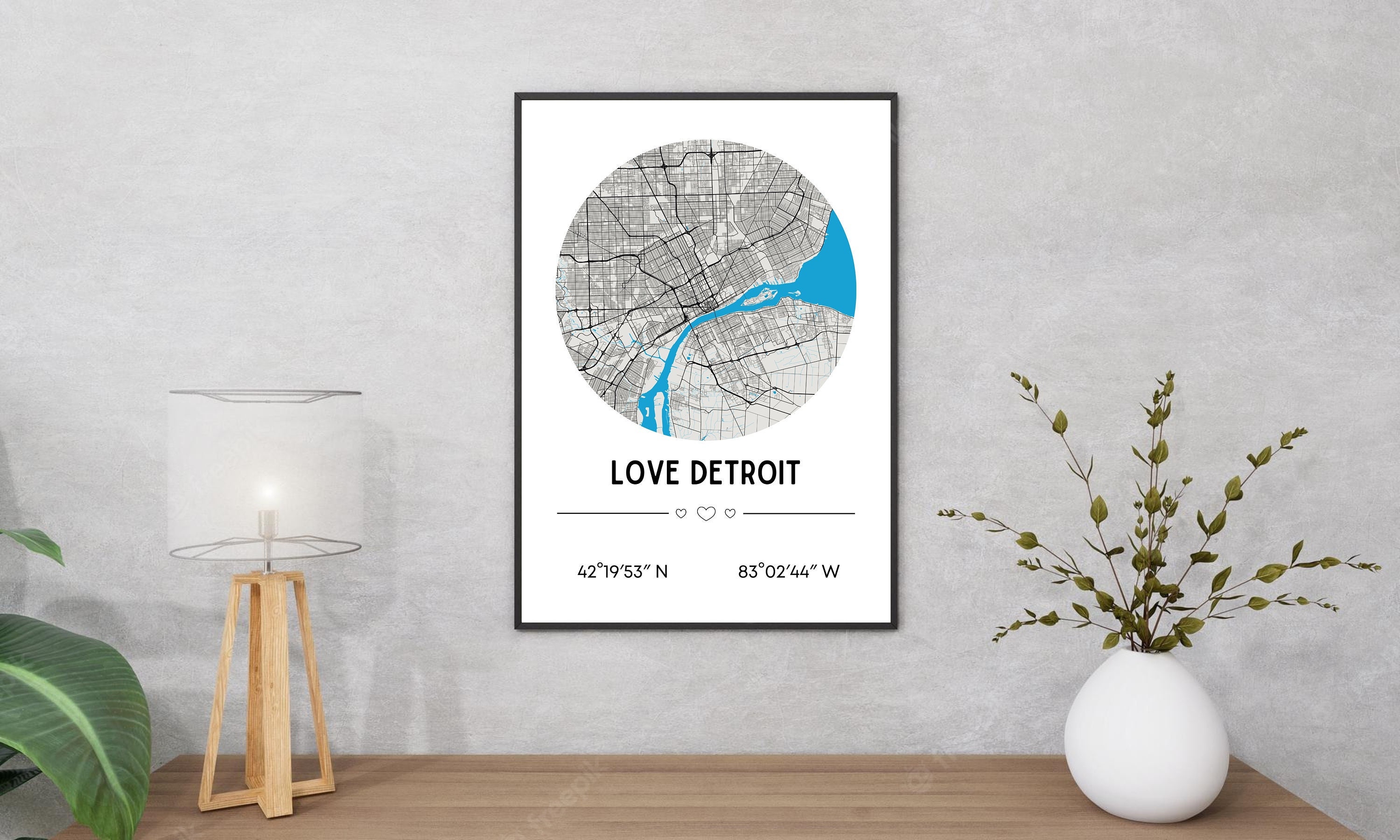 Detroit City Map,city Map Printable,wall Art,digital Download,city Map ...