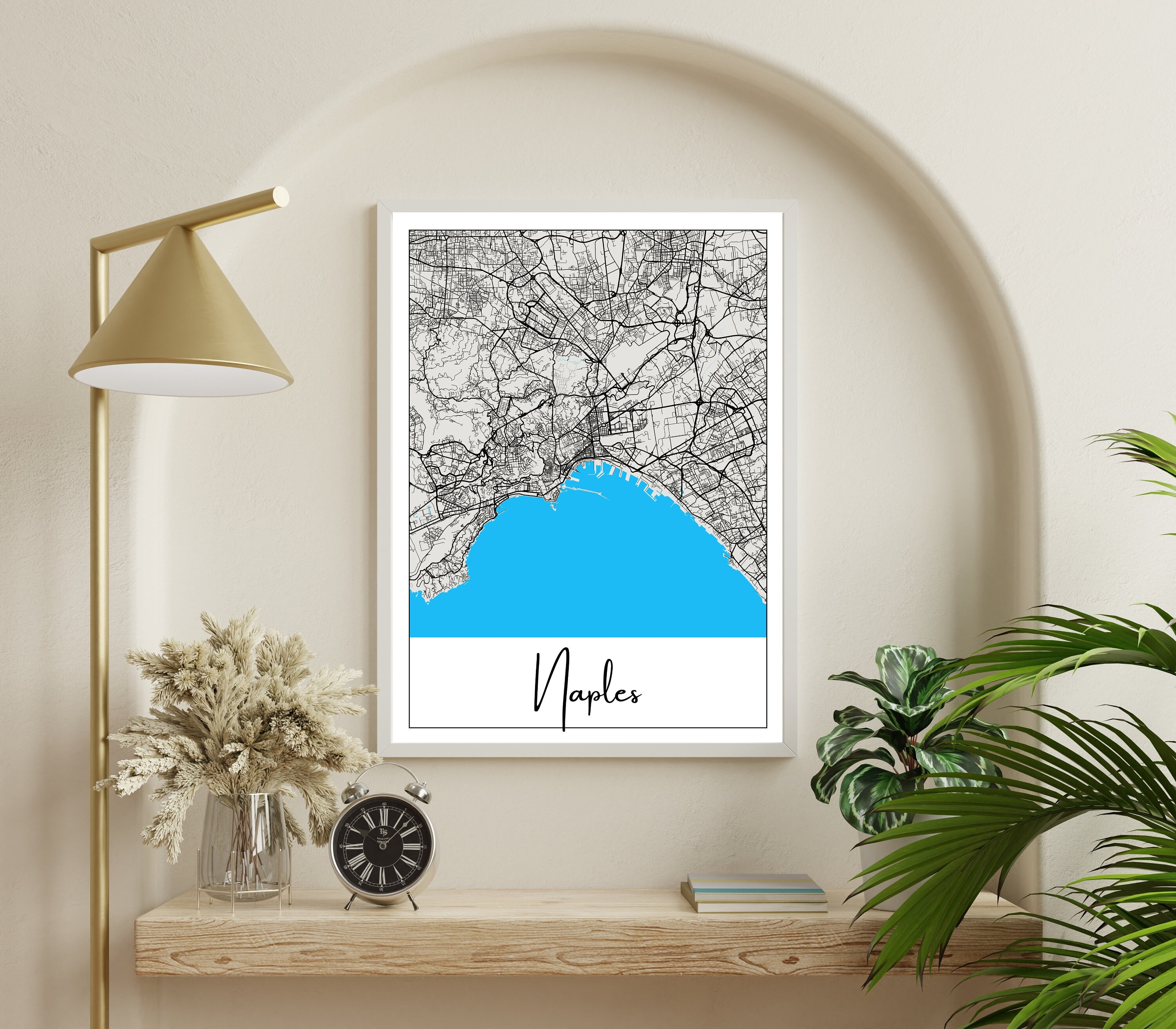 Mapa de la ciudad de Nápoles mapa de la ciudad imprimible - Etsy España