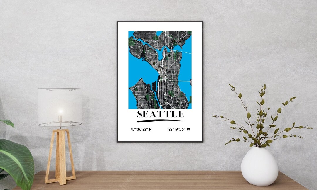 Seattle City Map,city Map Printable,wall Art,digital Download,city Map ...