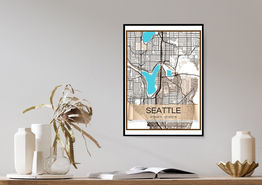 Seattle City Map,city Map Printable,wall Art,digital Download,city Map ...