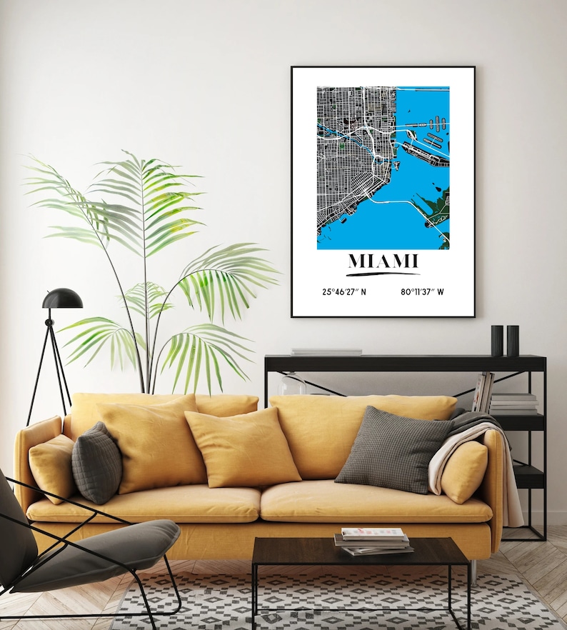 Miami City Map,city Map Printable,wall Art,digital Download,city Map ...