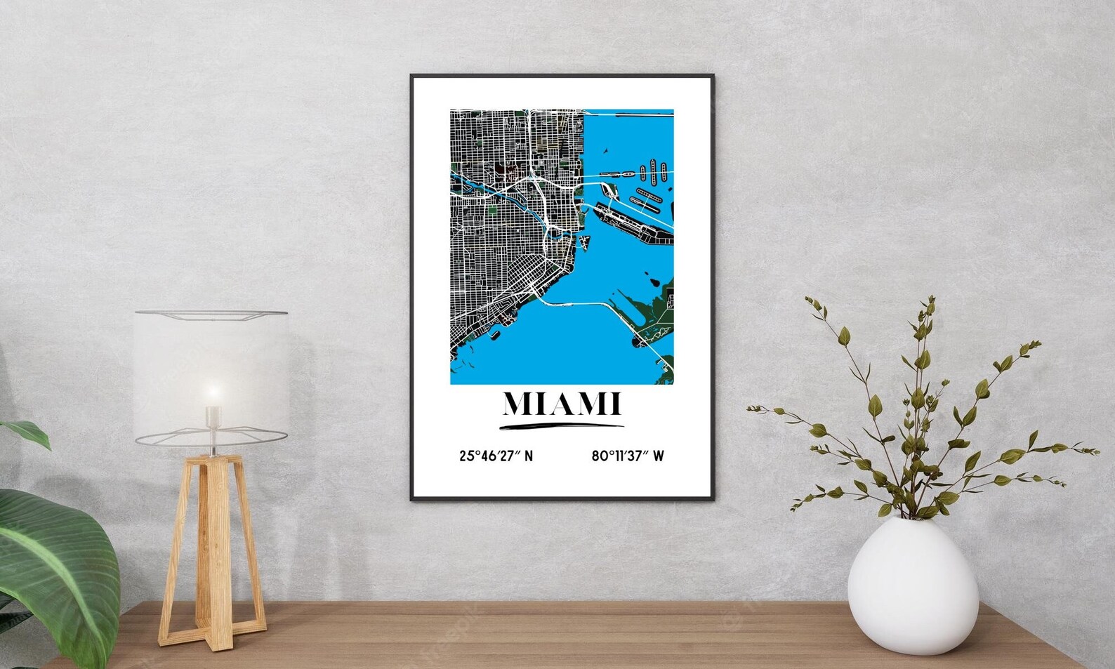 Miami City Map,city Map Printable,wall Art,digital Download,city Map ...