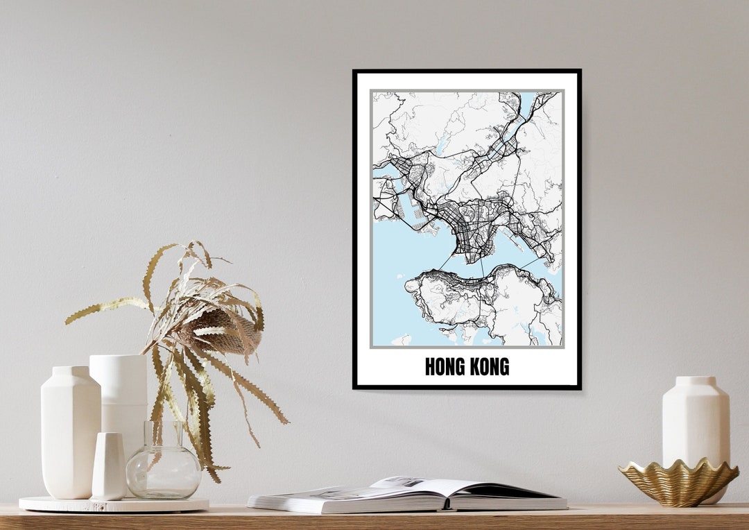 Hong Kong City Mapcity Map Printablewall Artdigital - Etsy