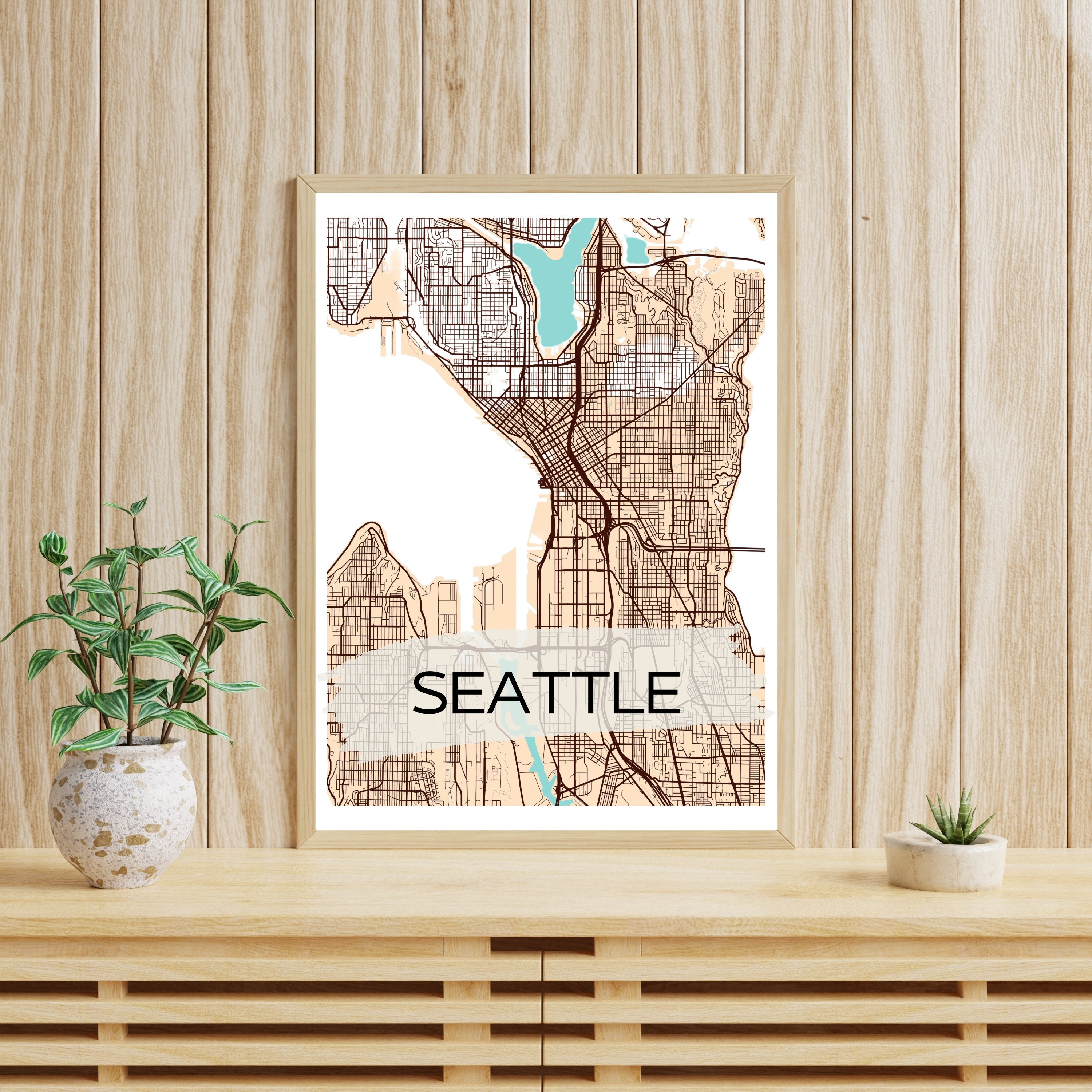 Mapa de la ciudad de Seattle mapa de la ciudad imprimible - Etsy México